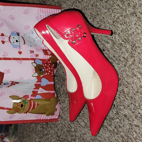 Wild Diva | Shoes | Red Pointed Toe Pumps Patent Leather Braided Detail ...